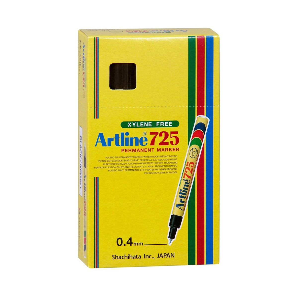 Artline Marker 725 Perment Marker Fine Tip Black 12 Pack - Med365