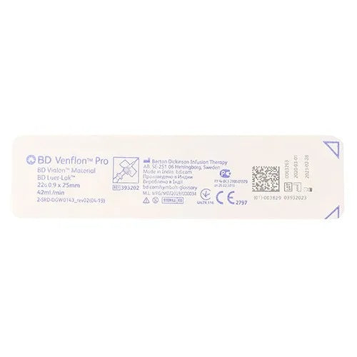 BD Venflon Pro 22g x 25mm Blue 1 Unit - Med365