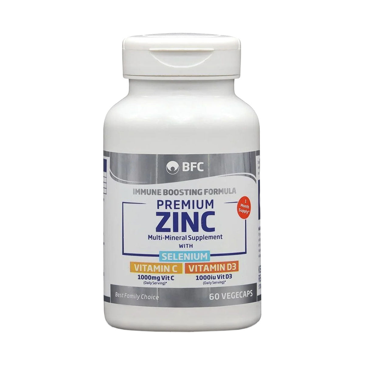 BFC Premium Zinc Vitamin C & Selenium 60 Vege Capsules - Med365