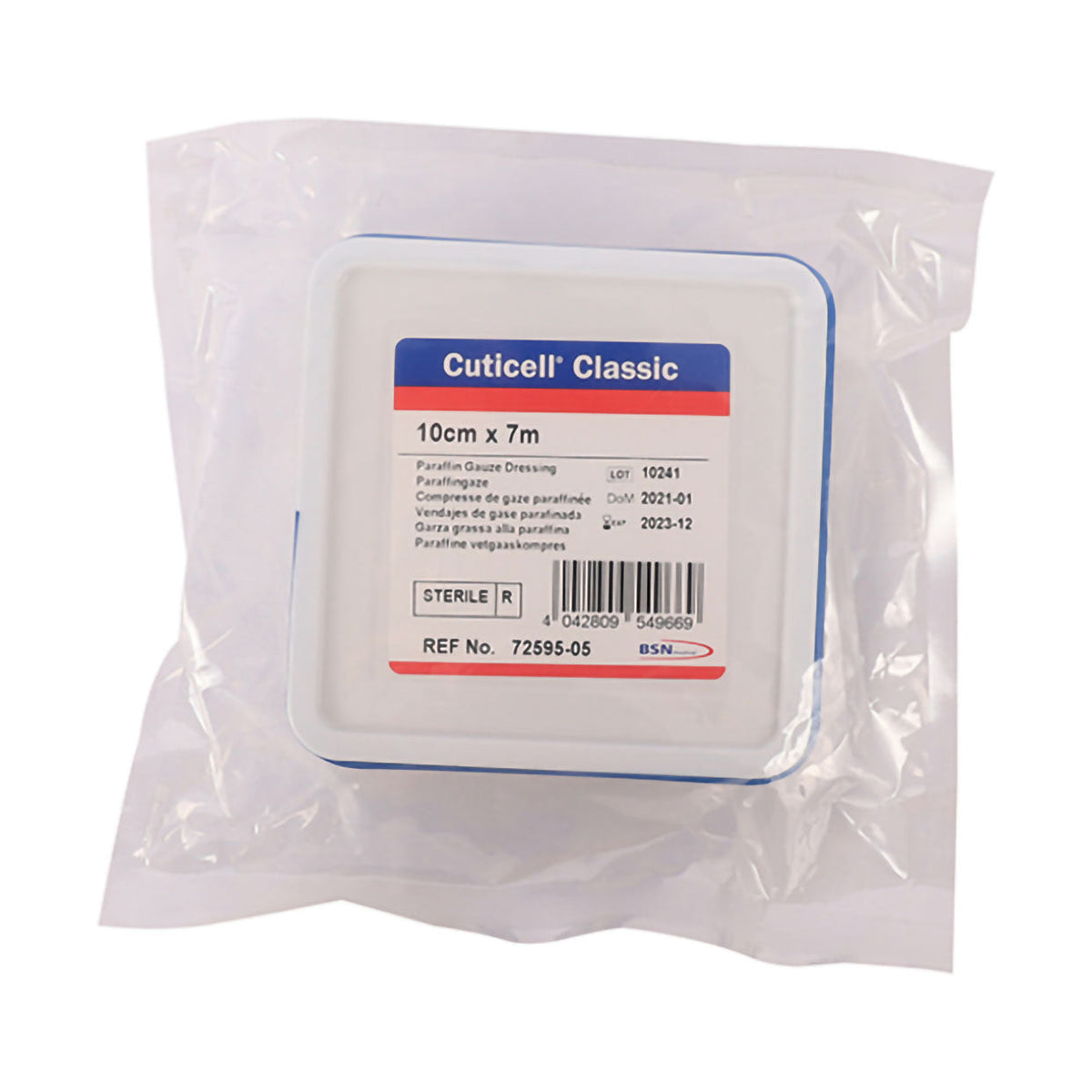 BSN Medical Cuticell Classic Paraffin Gauze Dressing 10cm x 7m Tub - Med365