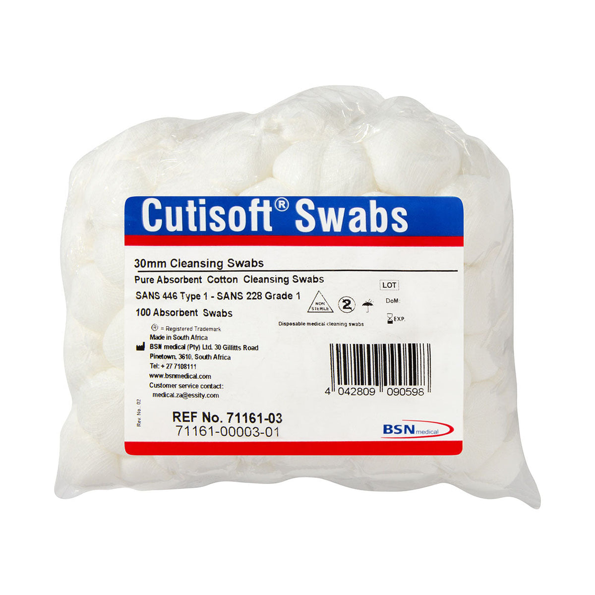 BSN Medical Cutisoft Cleansing Swabs 30mm Non Sterile 100 Pack - Med365