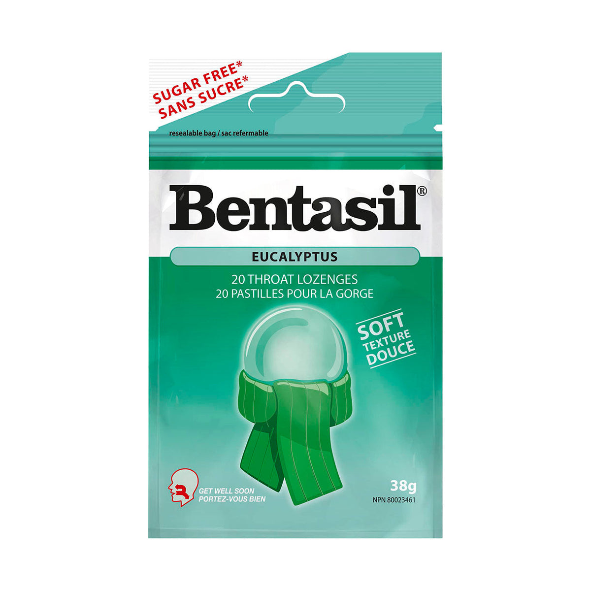 Bentasil Sugar Free Eucalyptus Throat Gums Soft 20 Throat Lozenges - Med365