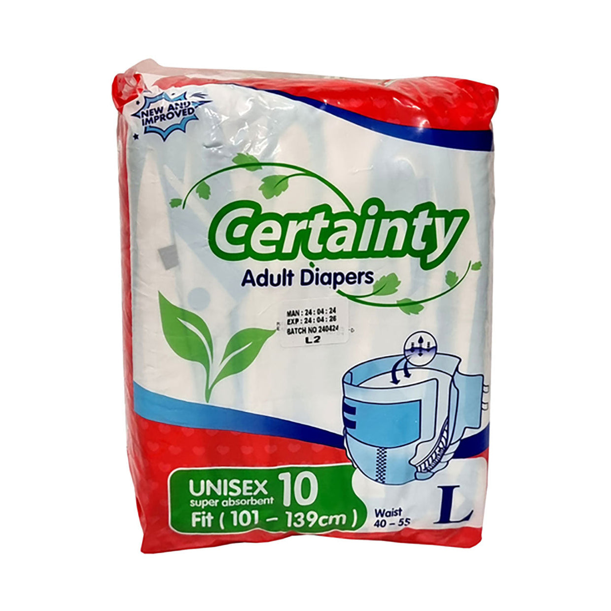 Certainty Adult Diapers Large 10 Pack - Med365
