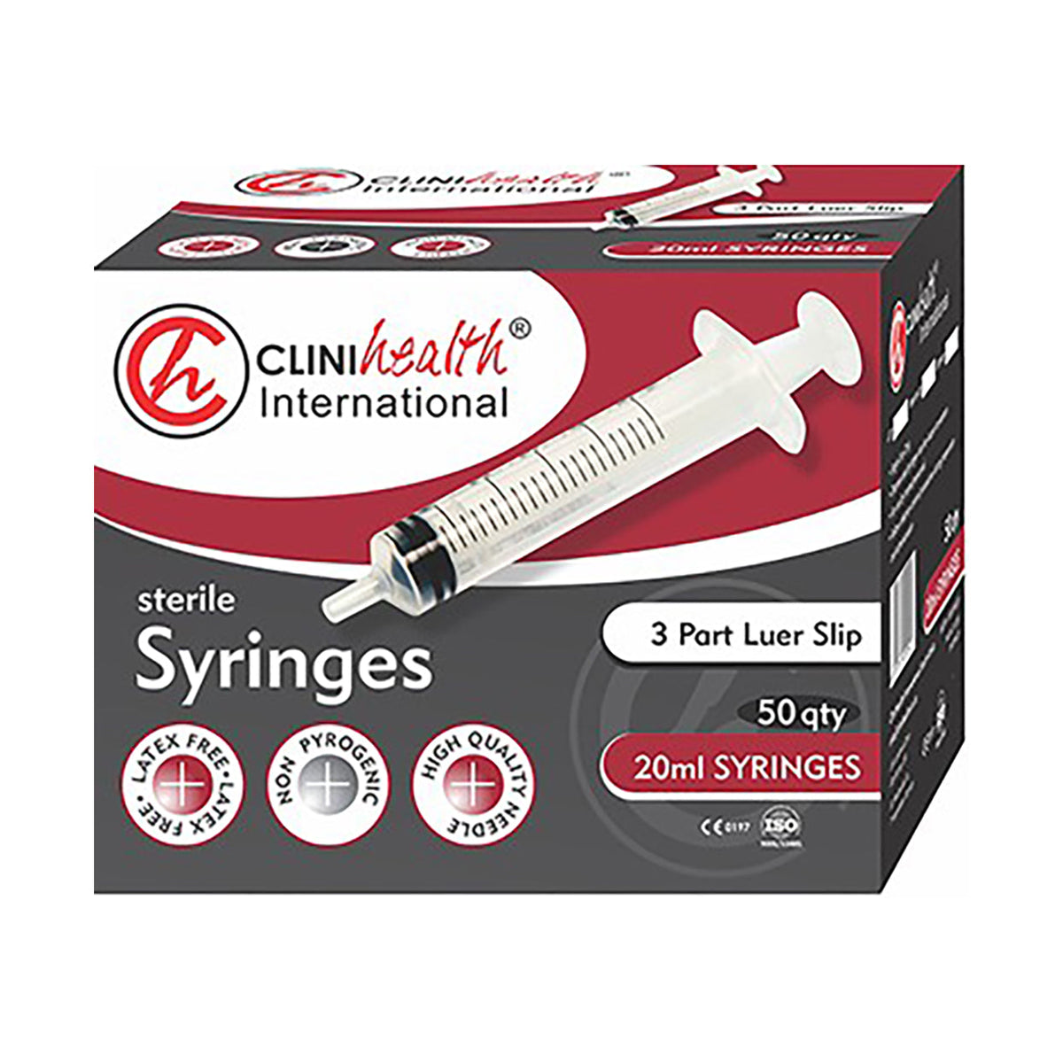Clinihealth Syringes 20ml Luer Slip 50 Pack - Med365
