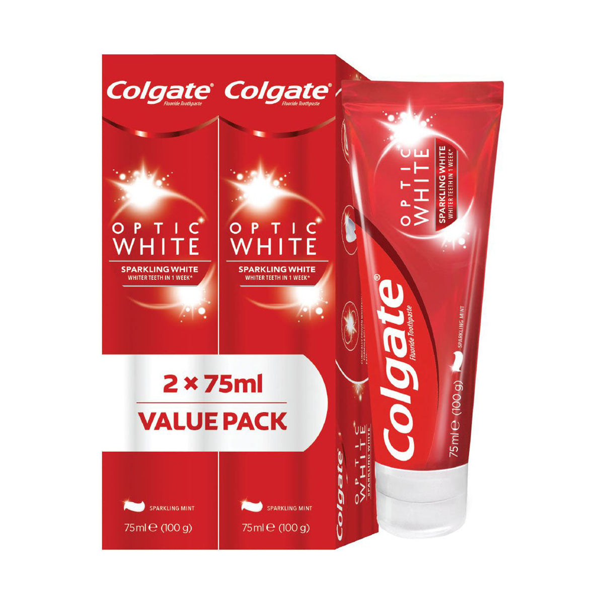 Colgate Toothpaste Optic White 75ml x 2 - Med365