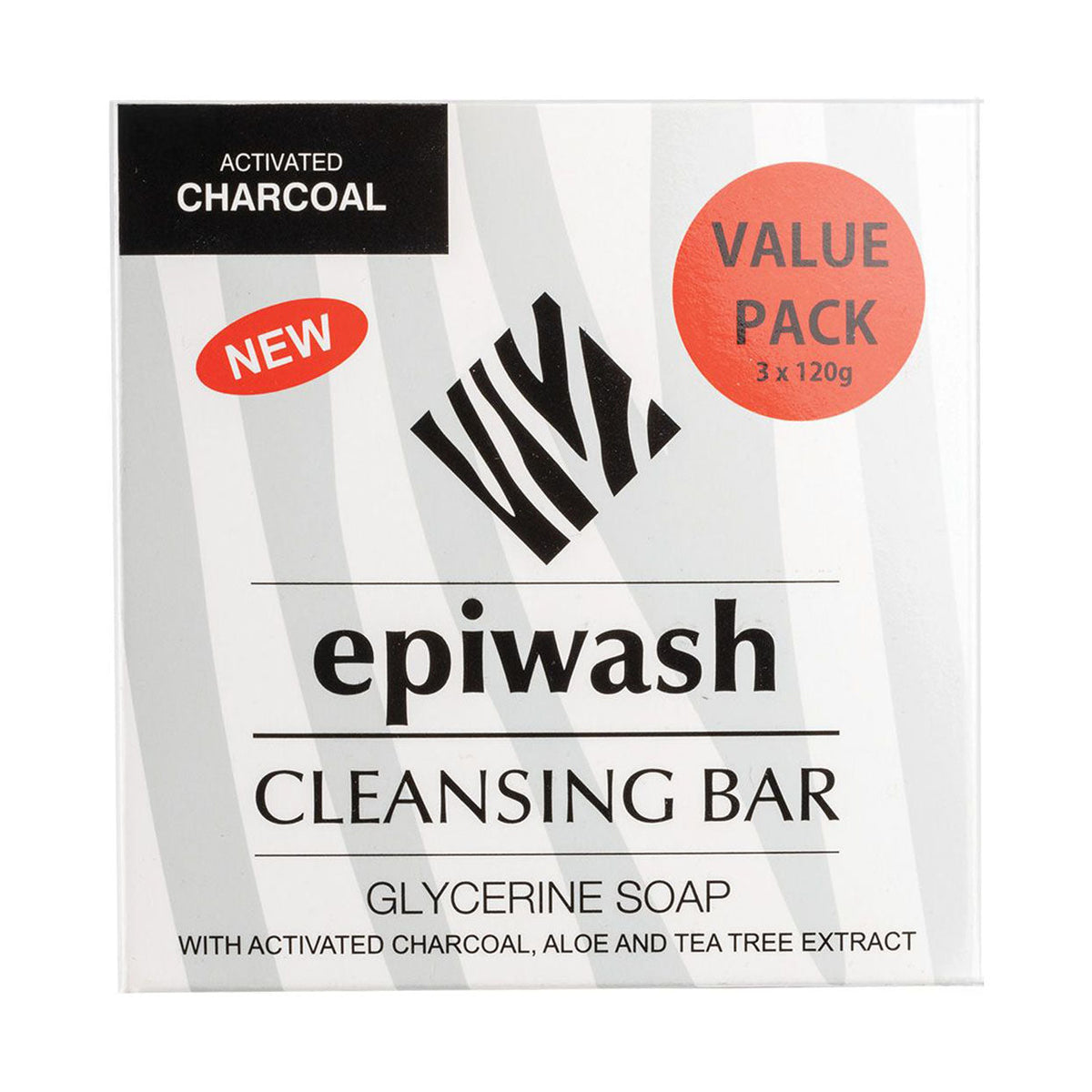 Epiwash Soap Charcoal, Teatree & Aloe 120g x 3 Value Pack - Med365