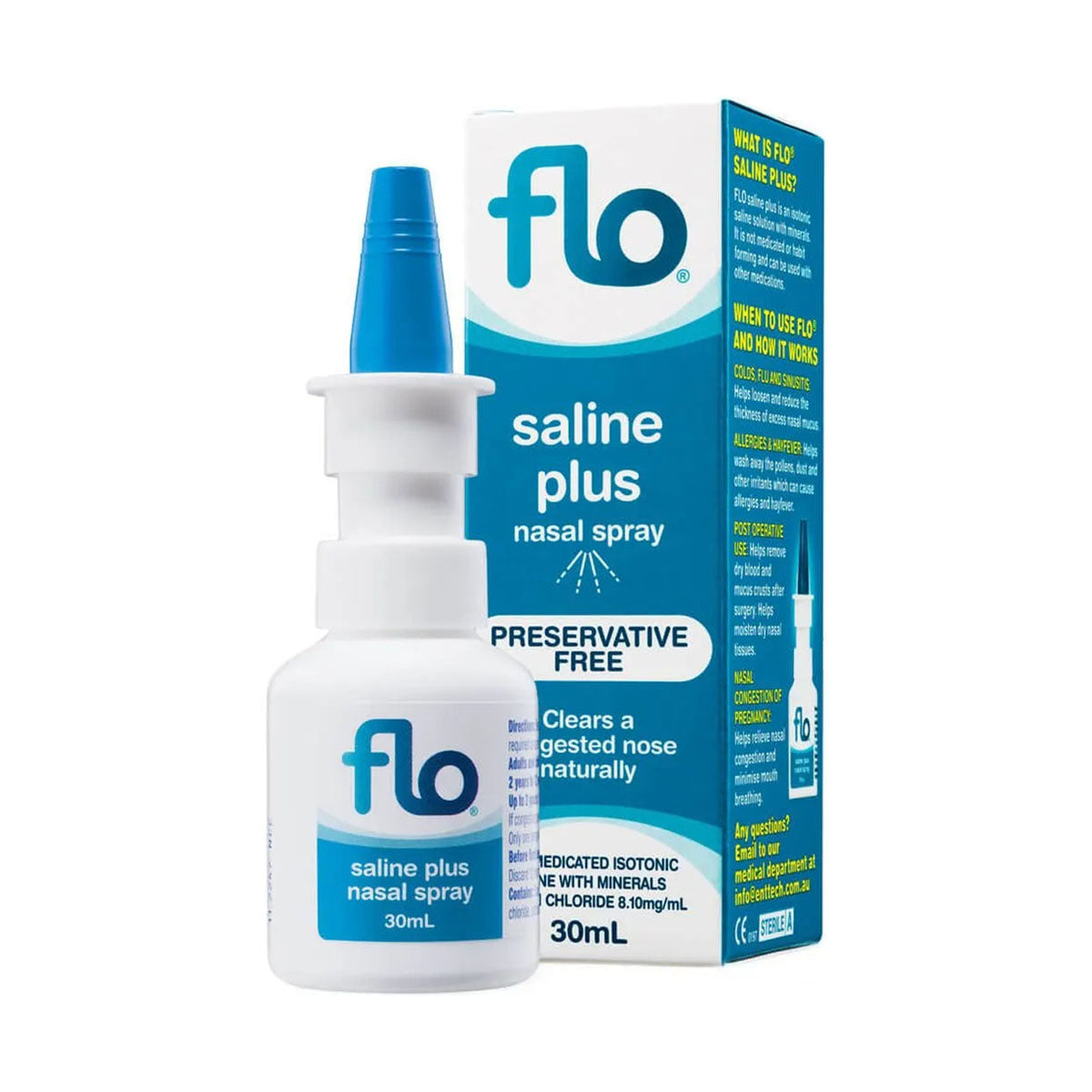 Flo Saline Plus Nasal Spray 30ml - Med365