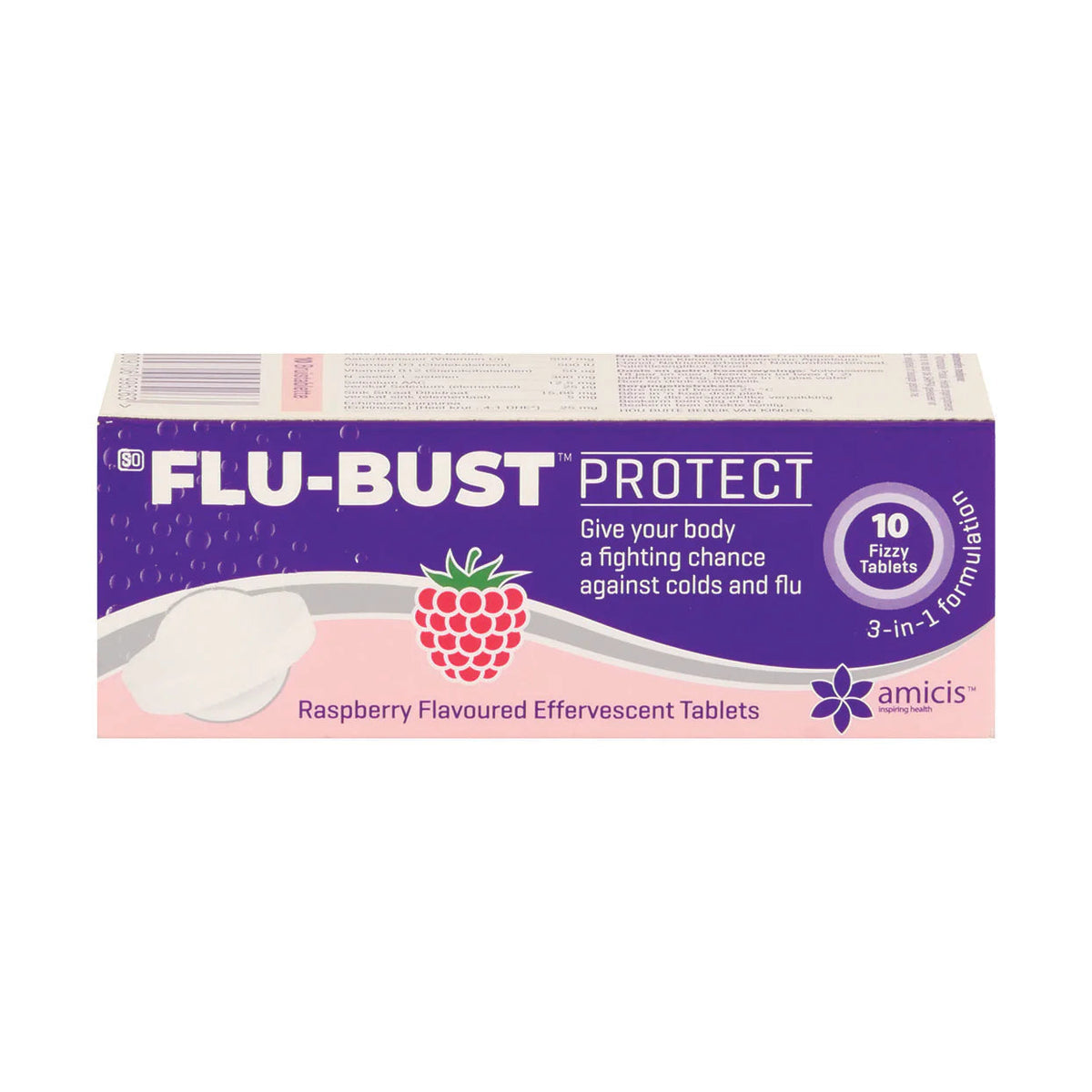 Flu-Bust Protect Raspberry 10 Effervescent Tablets - Med365