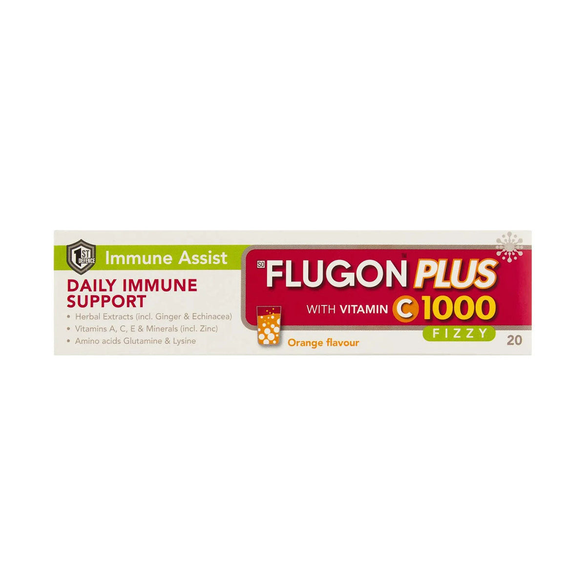 Flugon Plus Orange Effervescent Tablets 20 Fizzies - Med365