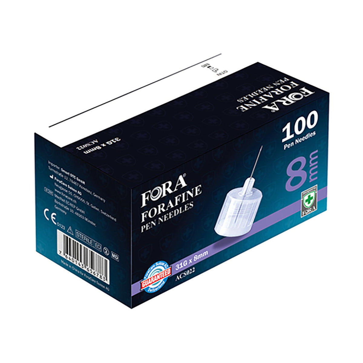 Fora Forafine Insulin Pen Needle 31g x 8mm 100 Pack - Med365