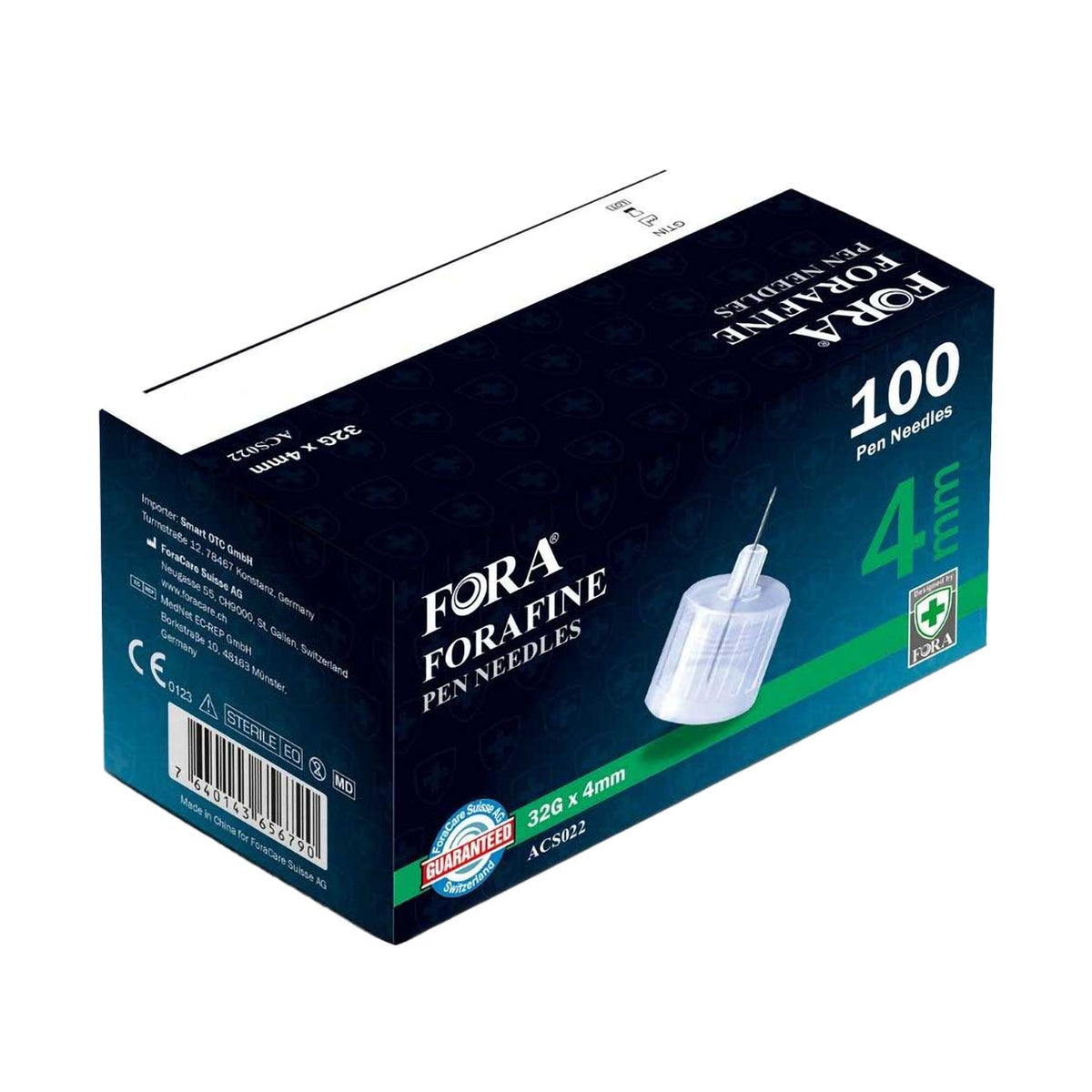 Fora Forafine Insulin Pen Needle 32g x 4mm 100 Pack - Med365