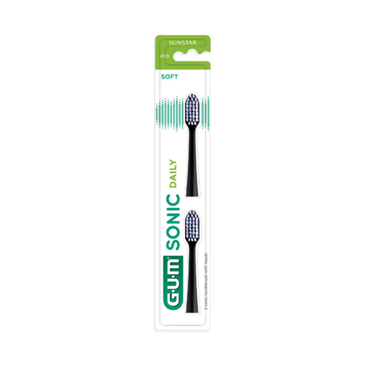 G.U.M Sonic Daily Replacement Heads Black 2 Pack - Med365