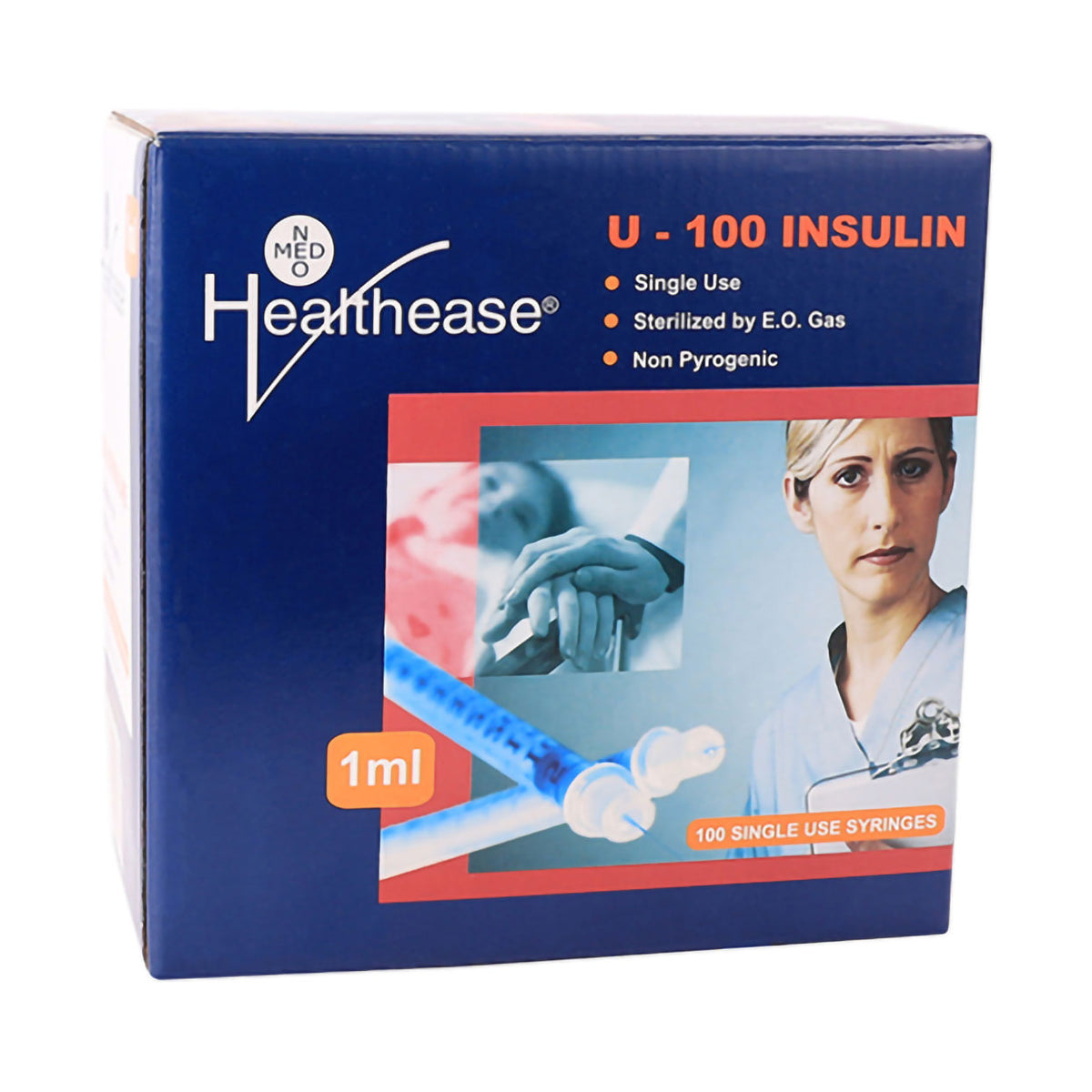 Healthease Insulin Syringe With Needle 1ml 29g x 100 units - Med365