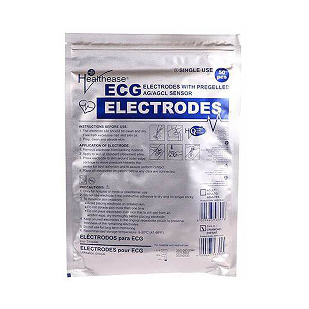 Healthease ECG Electrodes Child Pre Gel 50 Pack - Med365