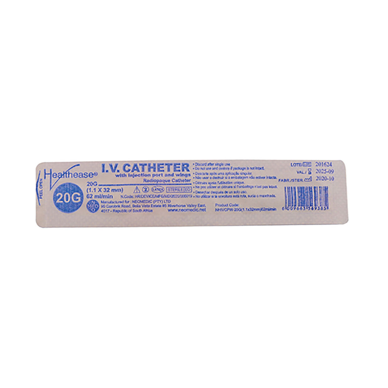 Healthease I.V Catheter Injection Port With Wings 20g 1 Unit - Med365