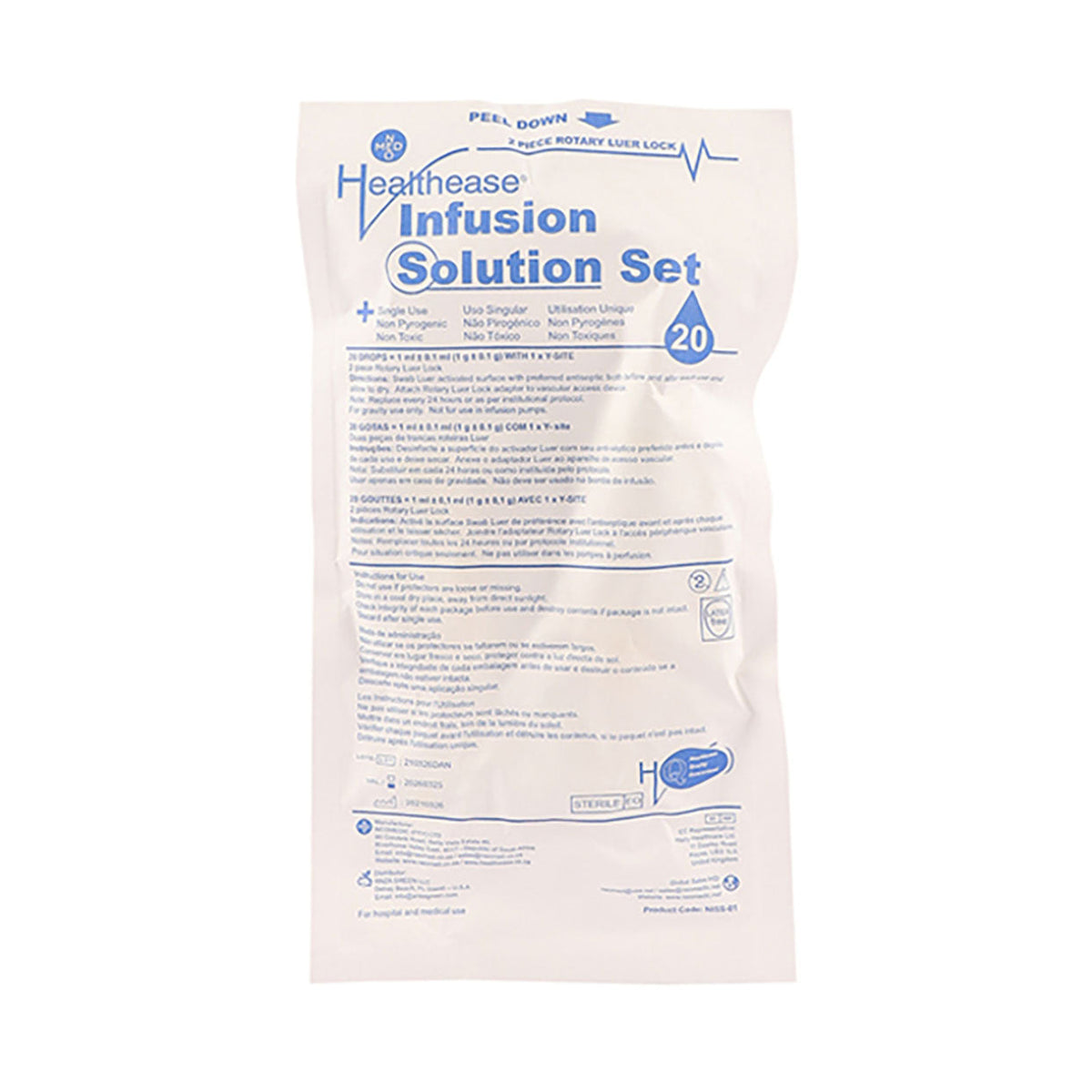 Healthease Infusion Solution Set 20d Adult Ltx-Free 1 Unit - Med365