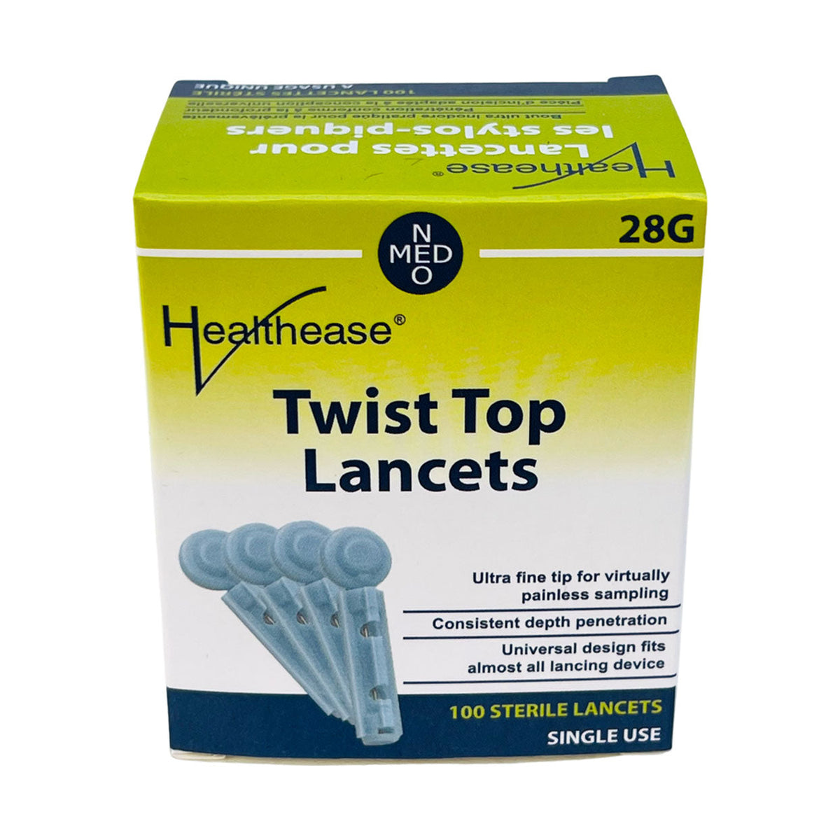 Healthease Lancet 28g Twist Top 100 Pack - Med365