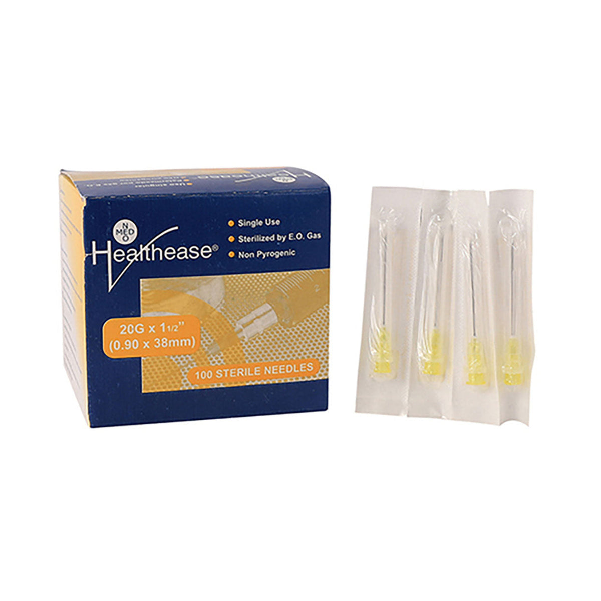 Healthease Needle 20g x 38mm Yellow 100 Pack - Med365