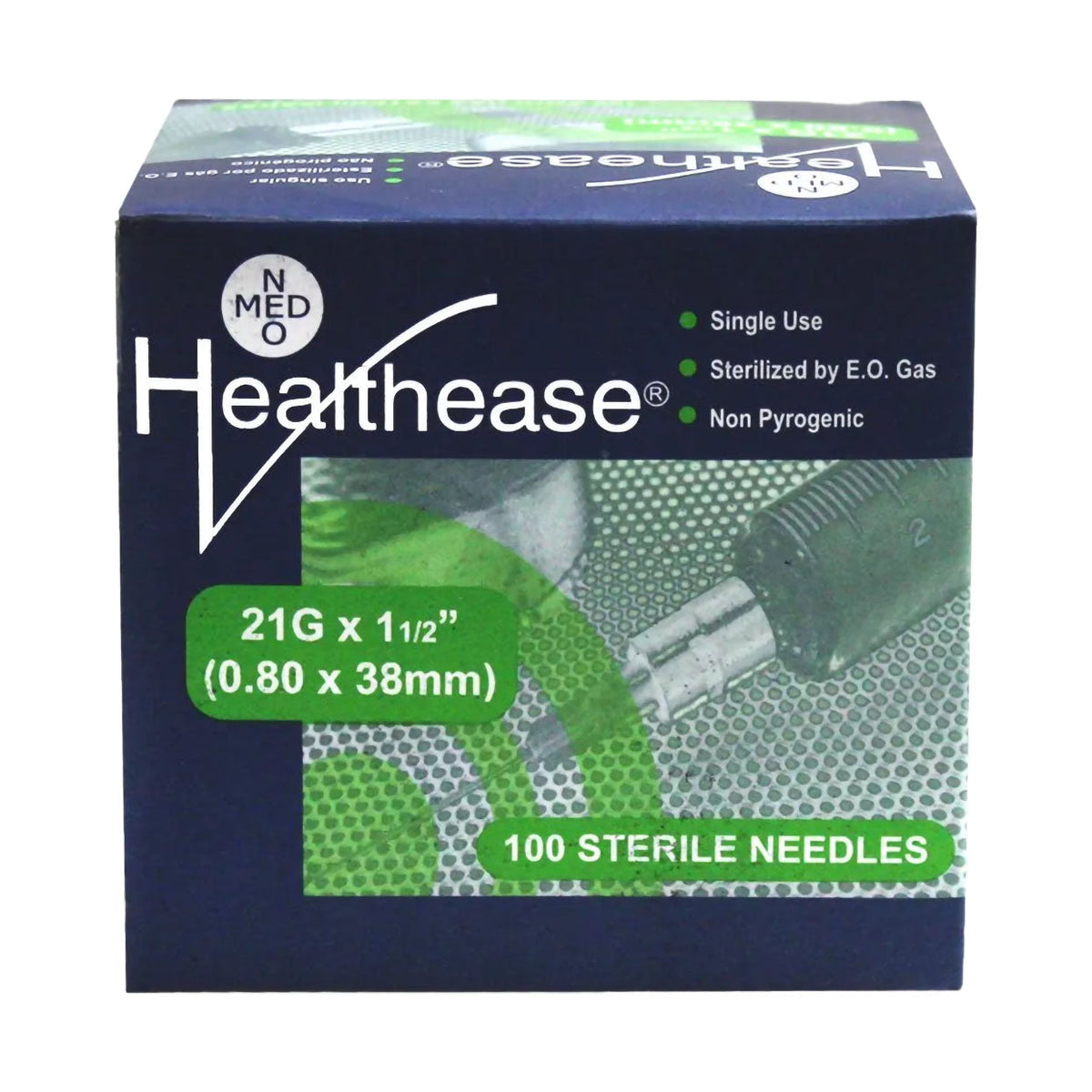 Healthease Needle 21g x 38mm Green 100 Pack - Med365