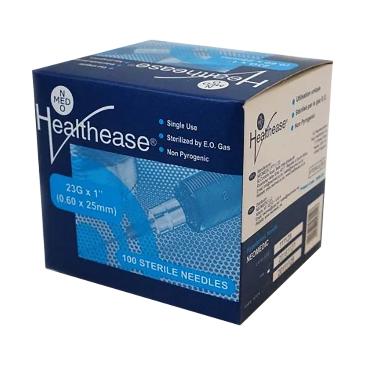 Healthease Needle 23g x 25mm Blue 100 Pack - Med365