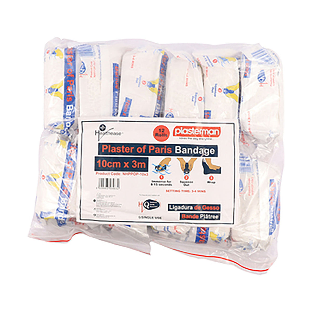Healthease Plaster Of Paris Bandage 10cm x 3m 12 Pack - Med365