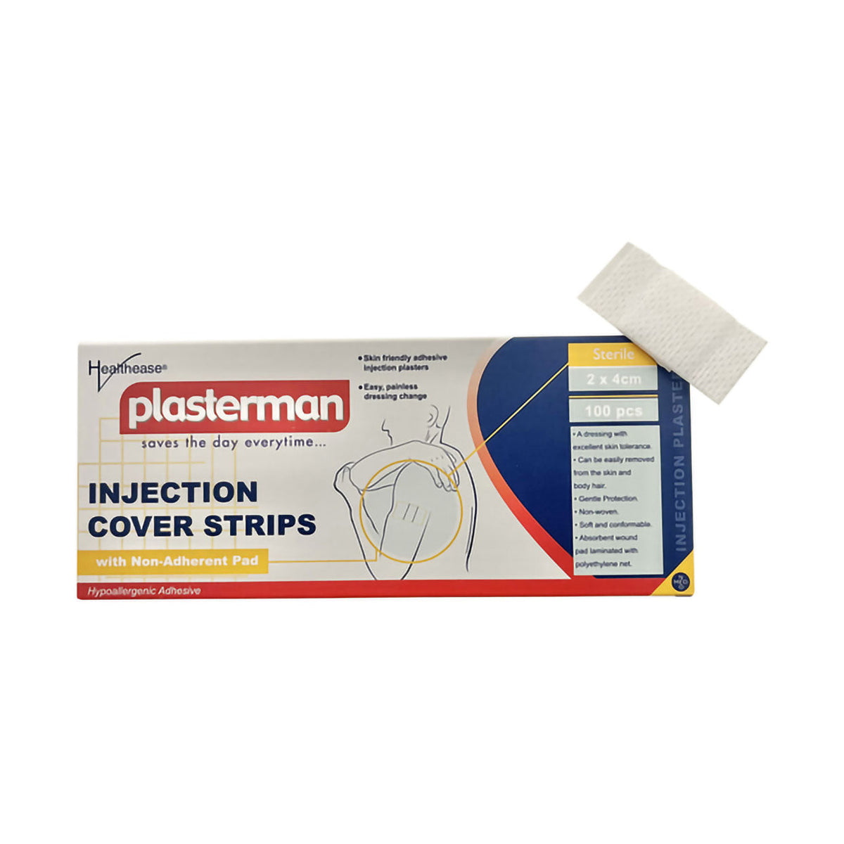 Healthease Plasterman Plasters For Injection 2 x 4cm 100 Pack - Med365