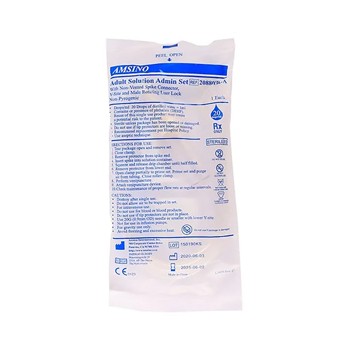 Iv Admin Set 20dr Adult 208801r Amsino 1 Unit - Med365