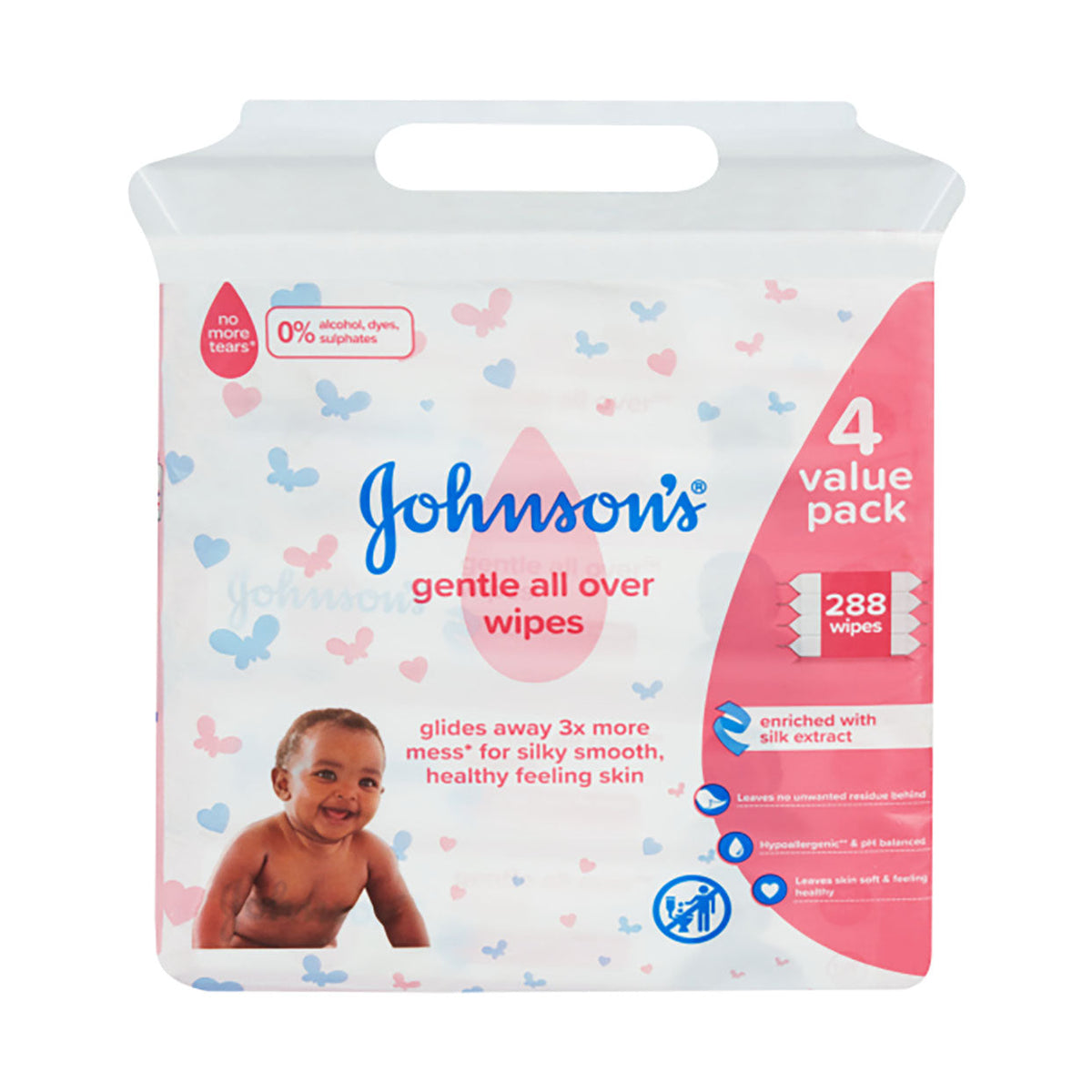 Johnson's Gentle All Over Baby Wipes Pack of 288 Wipes - Med365
