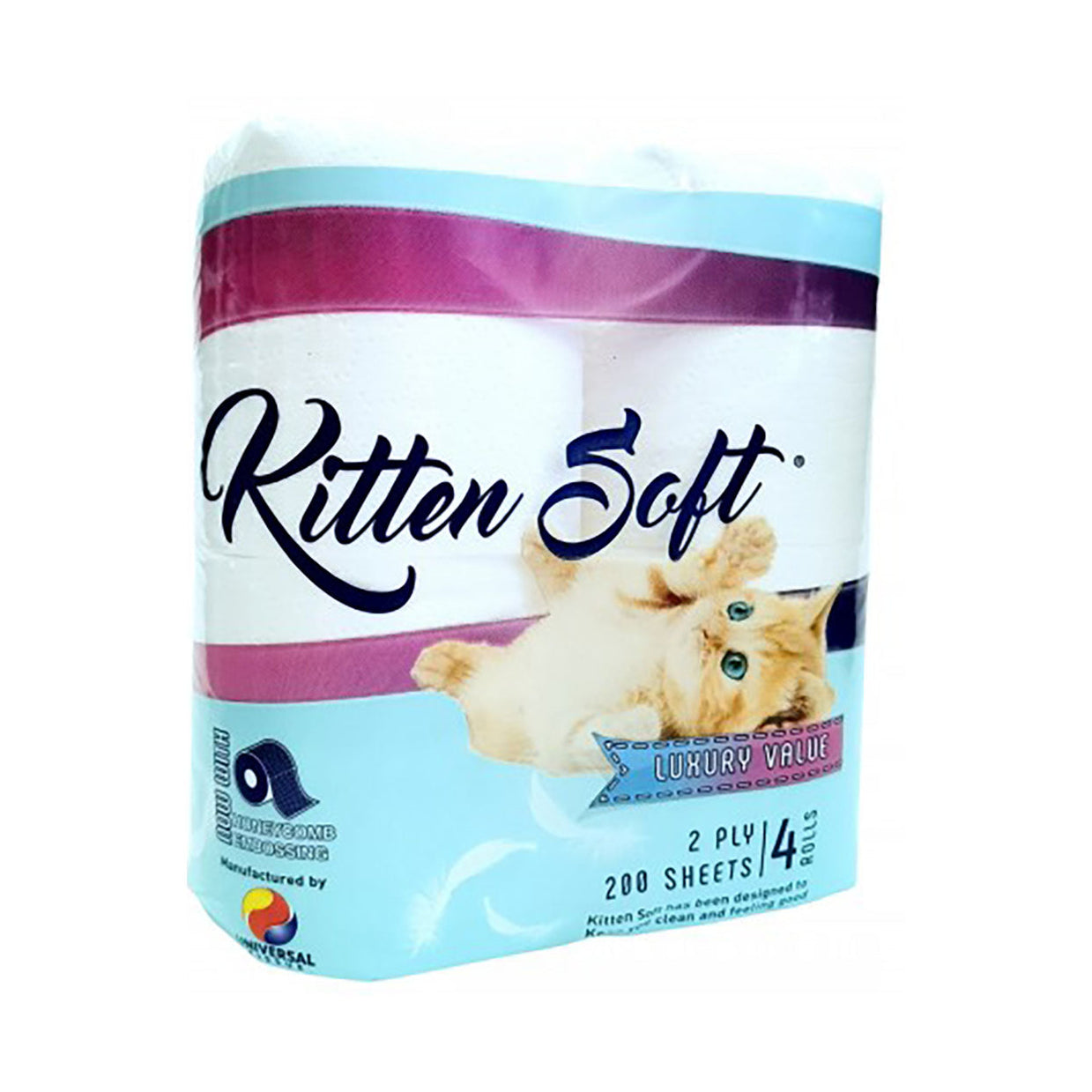 Kitten Soft Toilet Paper 2 Ply 200 Sheets 4 Rolls - Med365