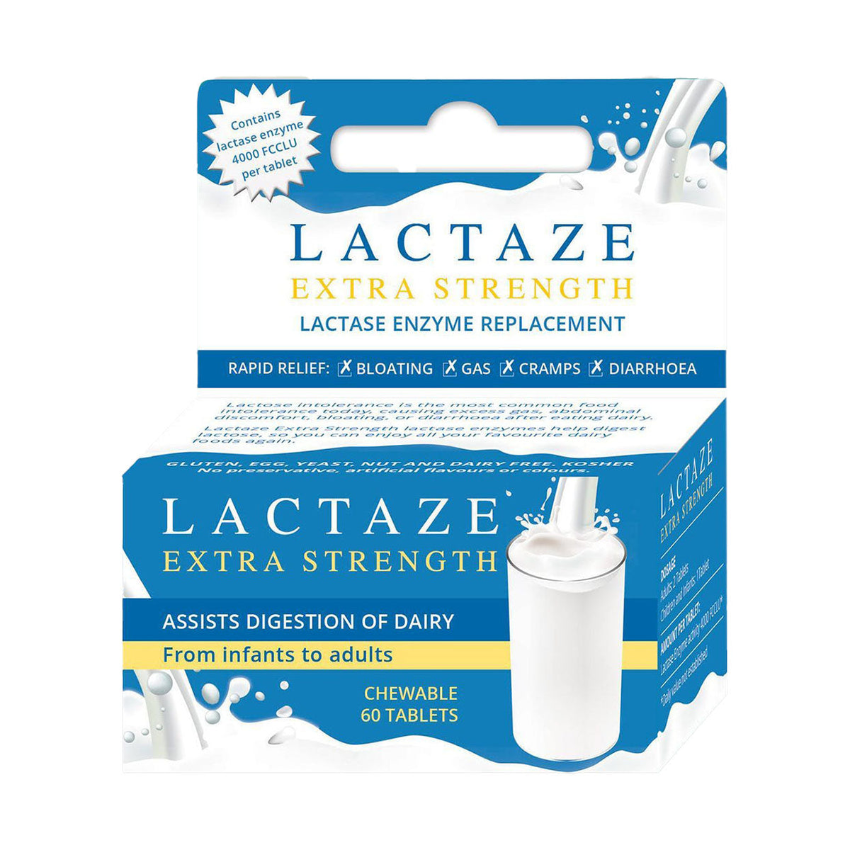 Lactaze Extra Strength 60 Chew Tablets - Med365