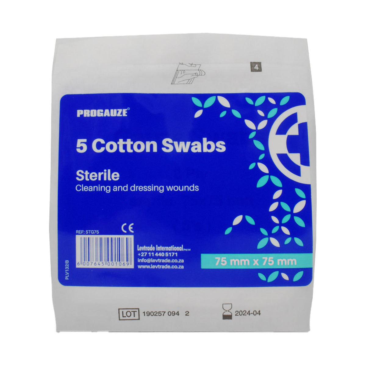Levtrade Gauze 75 x 75mm x 8 Ply Sterile 5 Pack - Med365