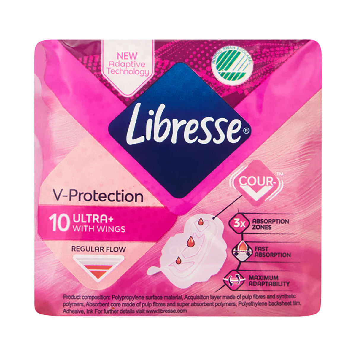 Libresse Ultra+ With Wings Regular 10 Pads - Med365