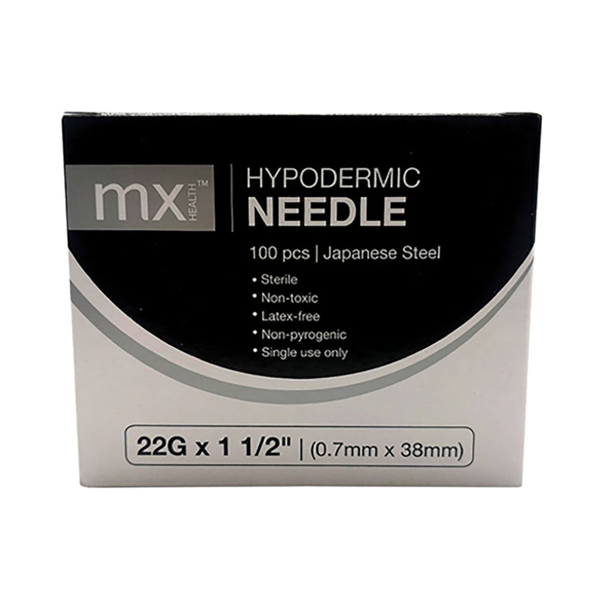 MX Health Needle 22g x 38mm Black 100 Pack - Med365
