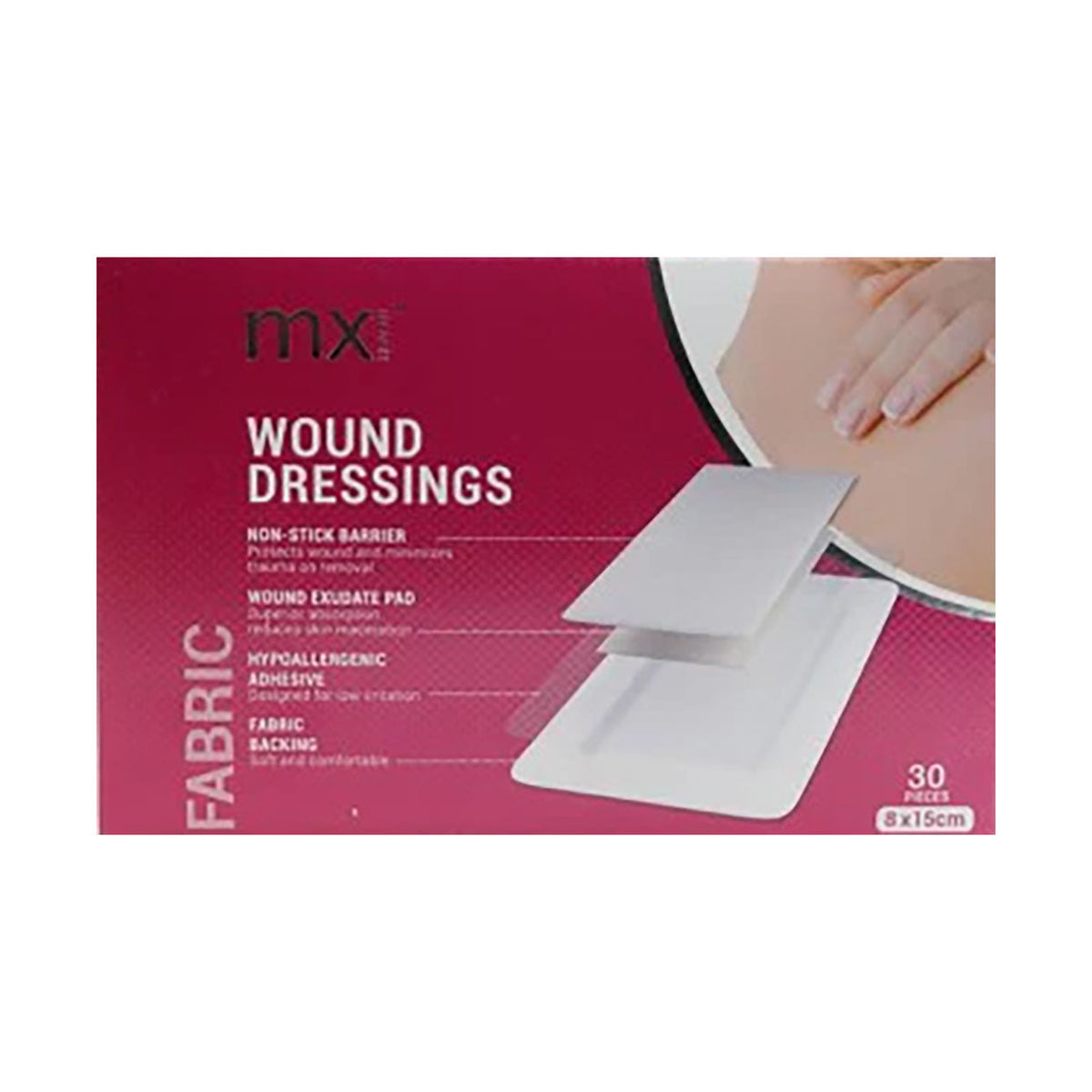 MX Health Wound Dressing Fabric 8 x 15cm 30 Pack - Med365