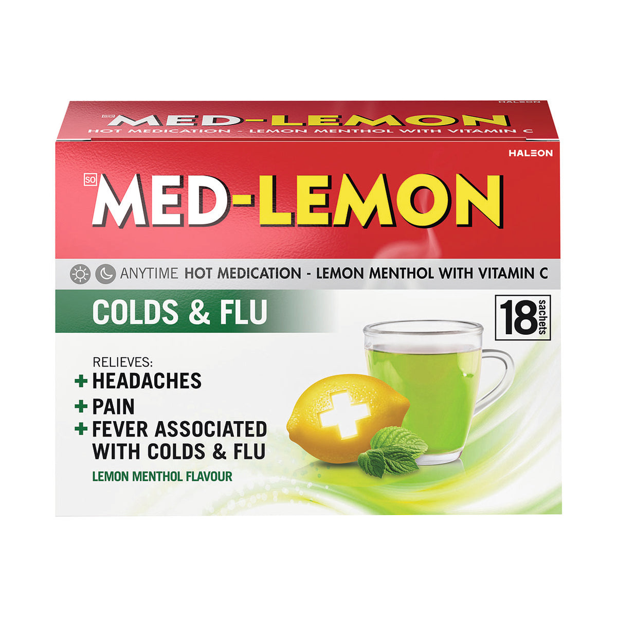 Med-Lemon Hot Medication Lemon Menthol With Vitamin C 18 Sachets - Med365