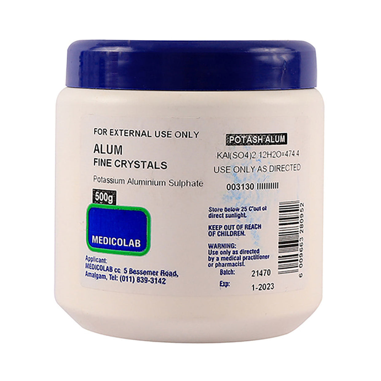 Medicolab Alum Powder Crystals 500g - Med365