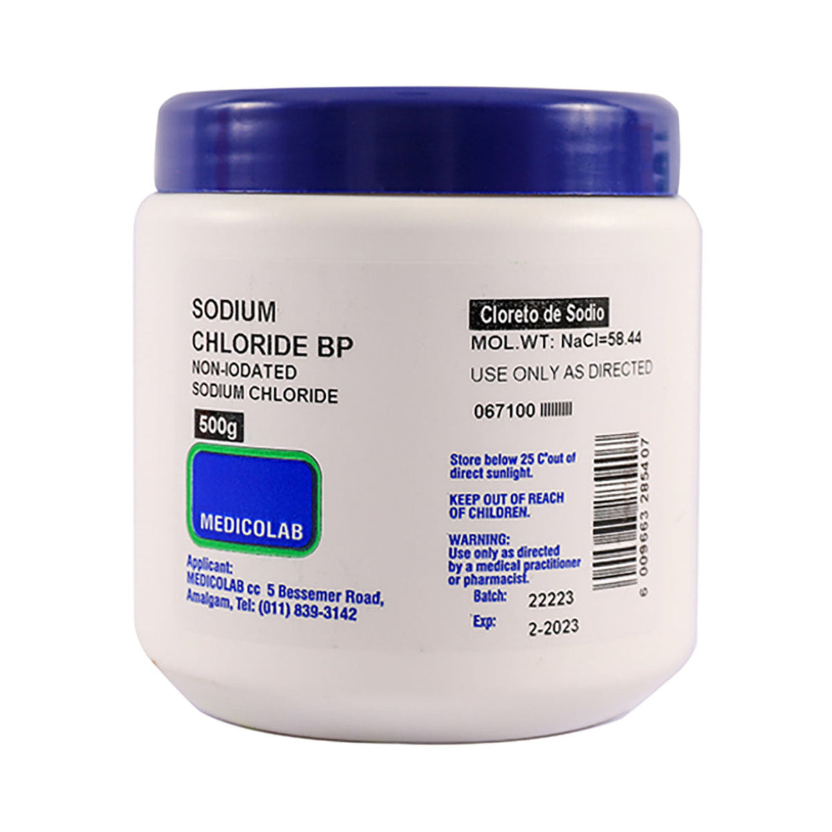 Medicolab Sodium Chloride BP Non-Iodated Salt 500g - Med365