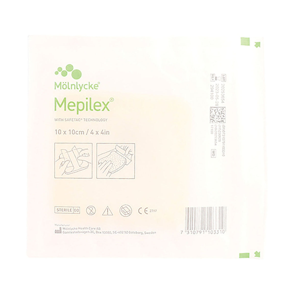 Mepilex Dressing Safetac 10 x 10cm 1 Unit - Med365