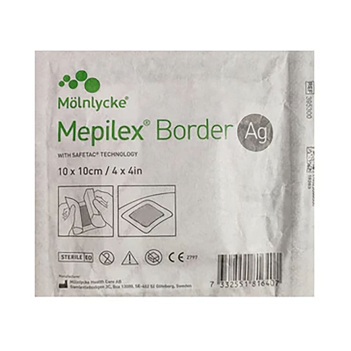 Molnlycke Mepilex Border Ag 10 x 10cm 1 Unit - Med365