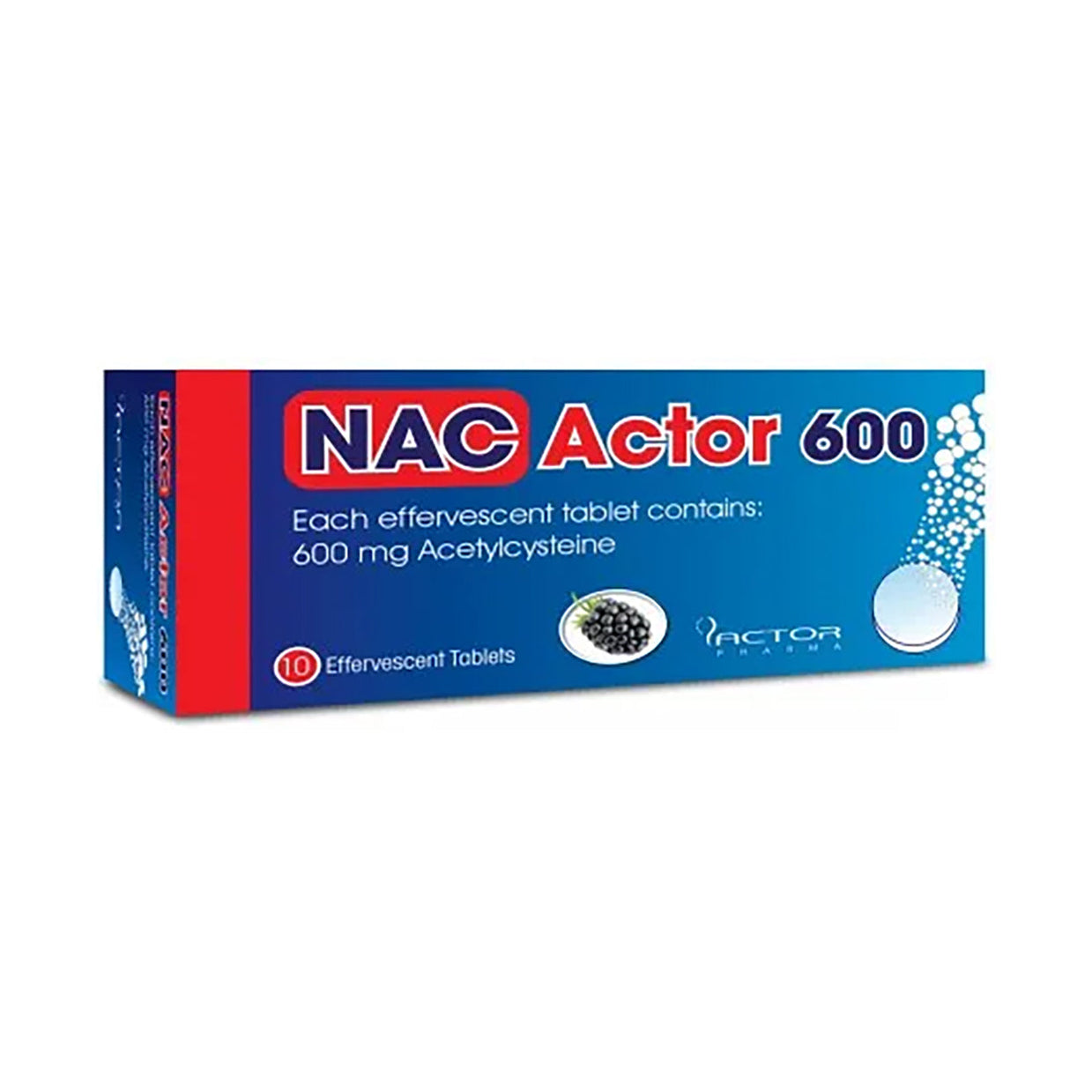 Nac Actor 600mg 10 Effervescent Tablets - Med365
