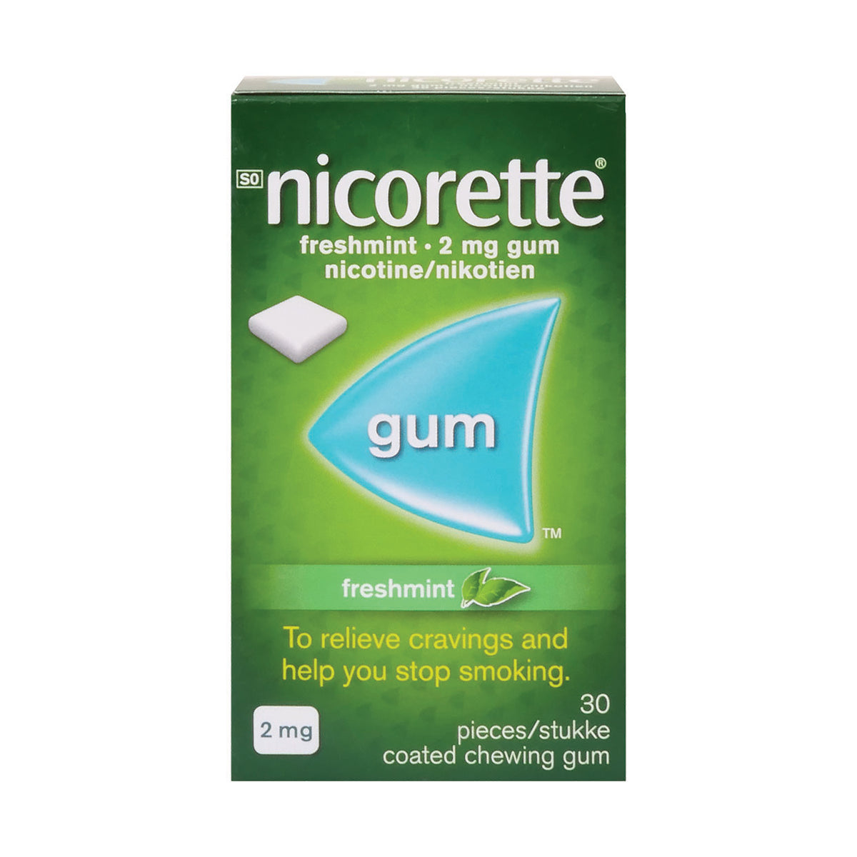 Nicorette Chewable Nicotine-Resin Complex 2mg Mint 30 Pieces - Med365