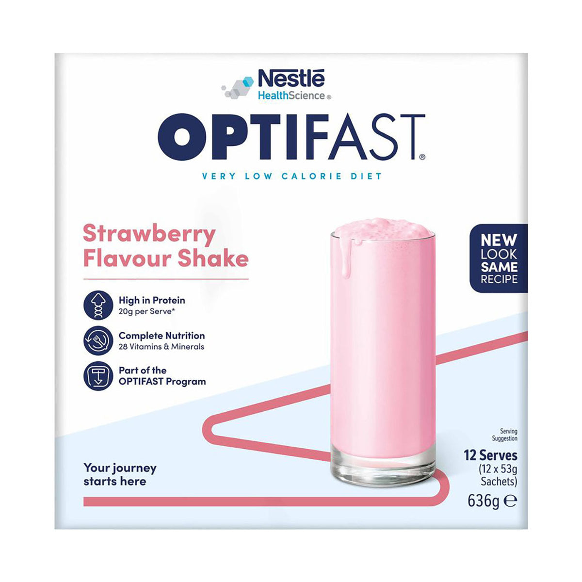 Optifast Shake Strawberry 53g x 12 Sachets - Med365