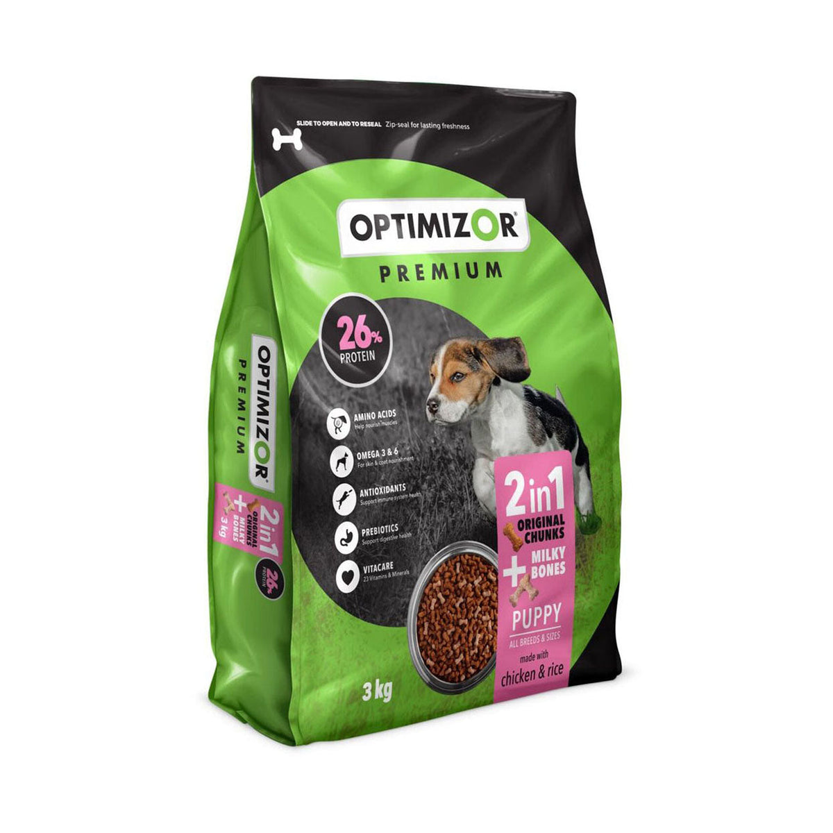 Optimizor Premium Puppy 2 in 1 Milky Bone 3kg - Med365