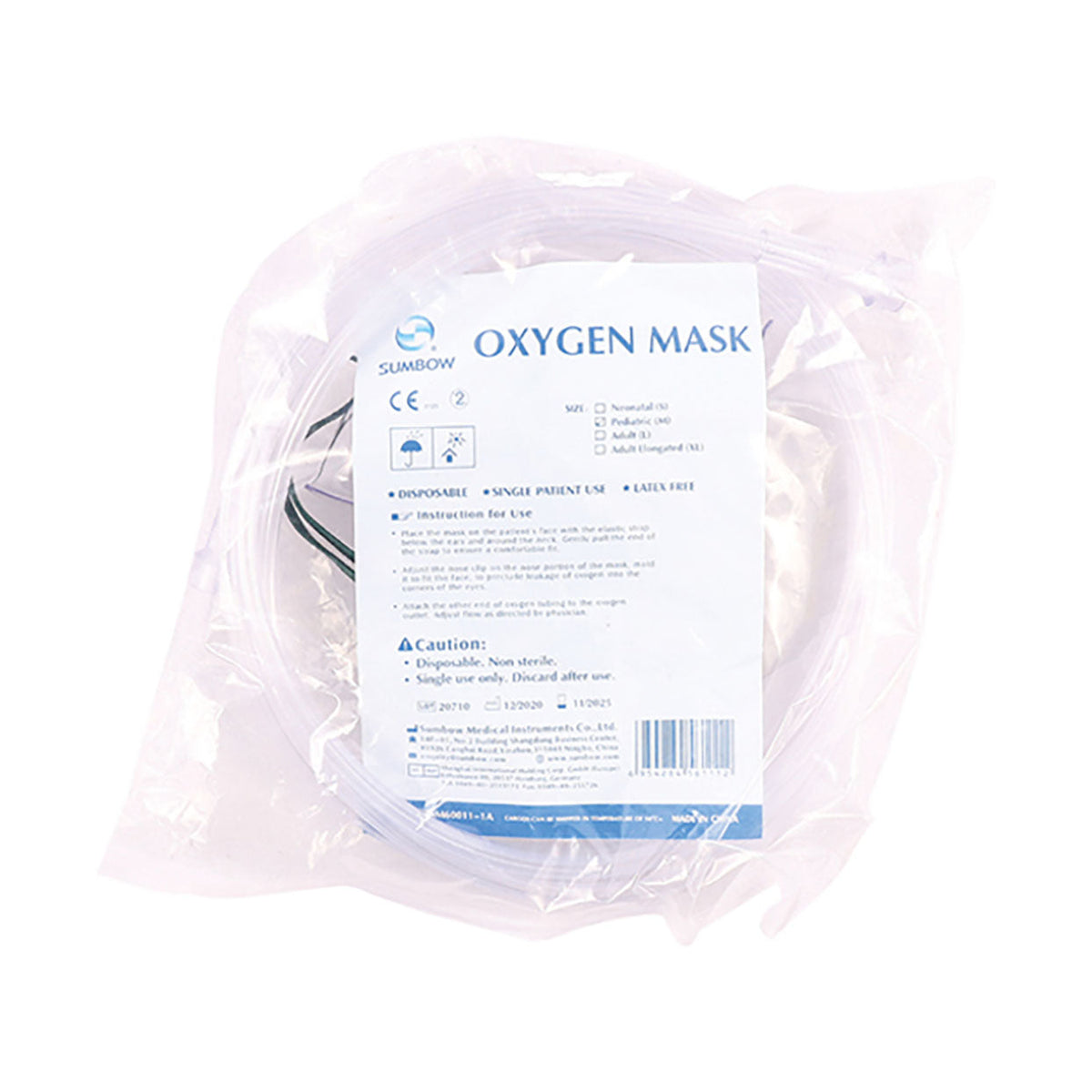Sumbow Oxygen Mask With Tubing 2m Mrfa Paed - Med365
