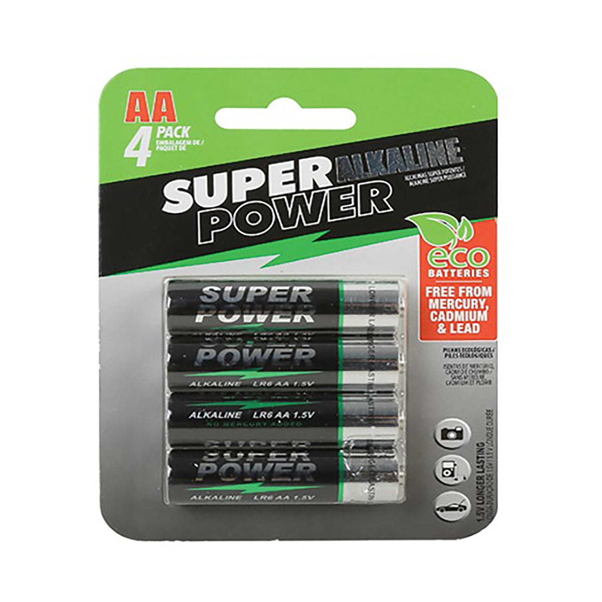 Super Power Alkaline Batteries AA 4 Pack - Med365