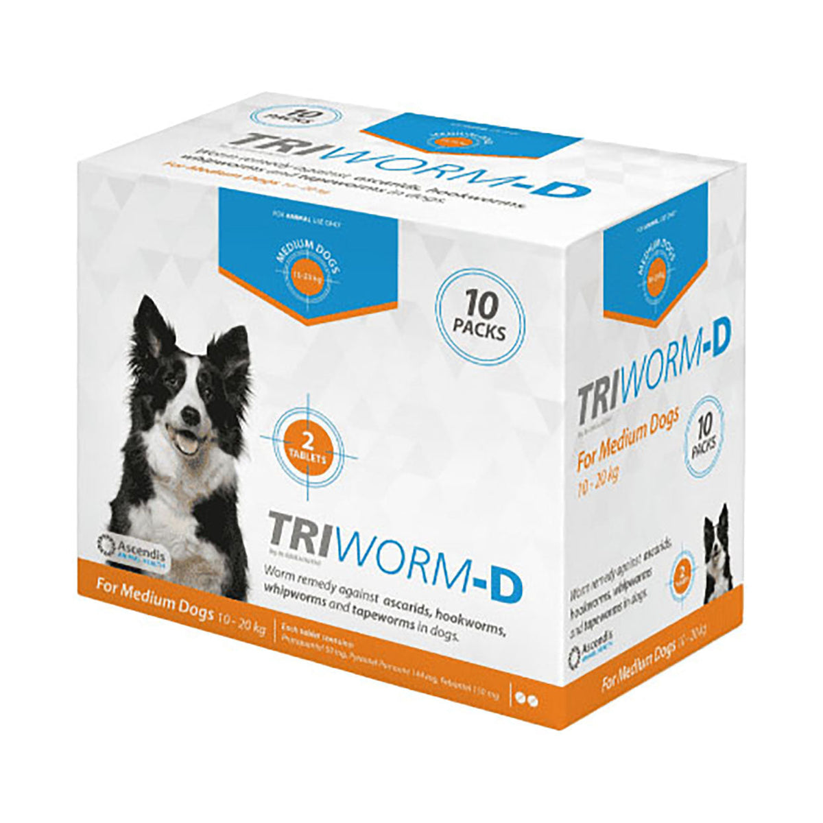 Triworm-D Medium 10 - 20kg 2 x 10 Packs - Med365