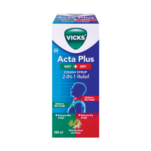 Vicks Acta Plus Wet & Dry Cough Syrup 200ml - Med365