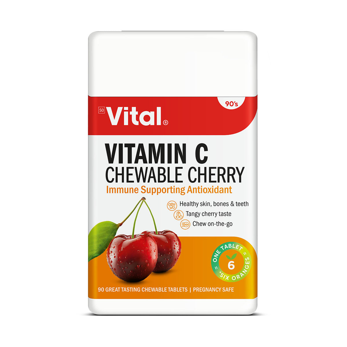 Vital Vitamin C Chewable Cherry 90 Tablets - Med365