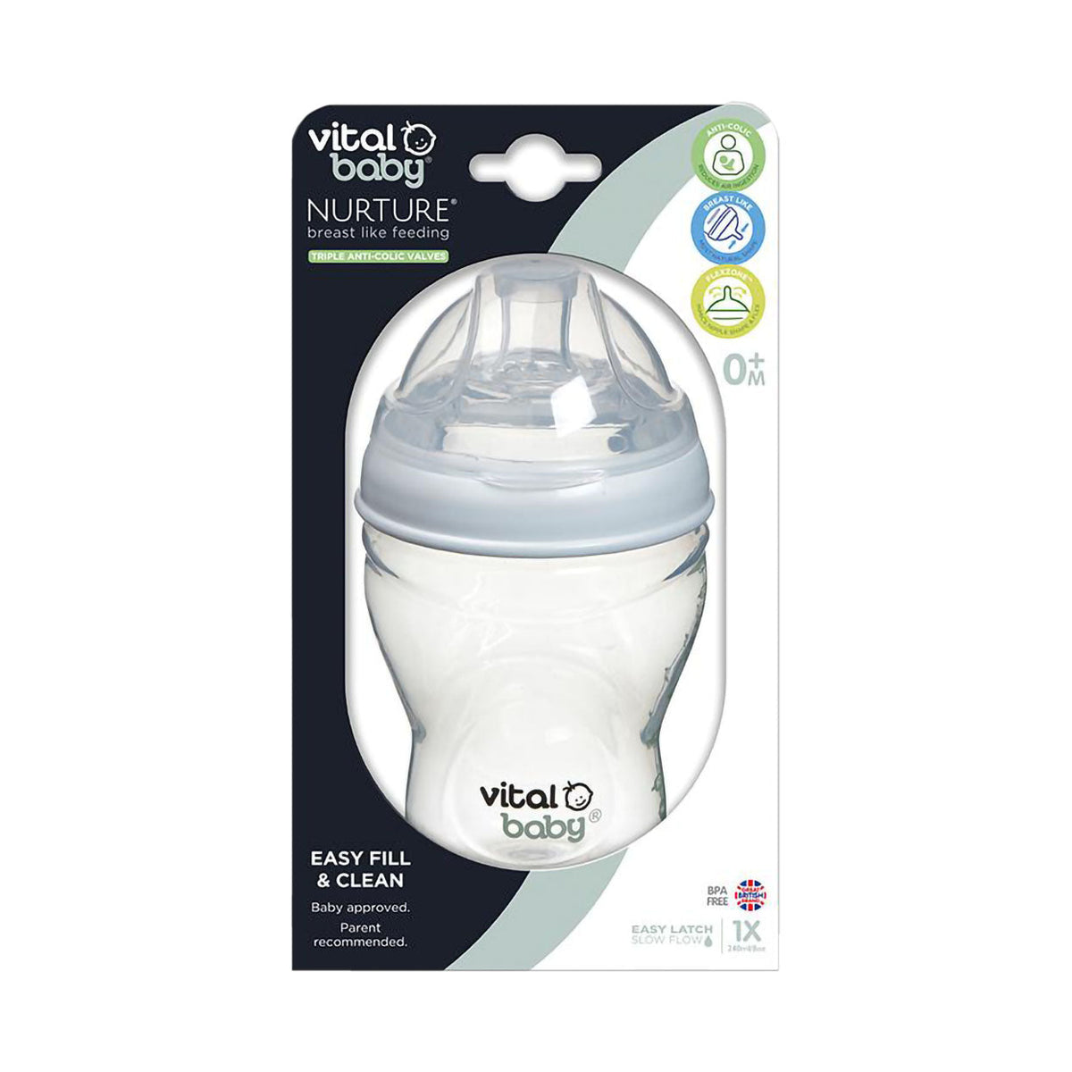 Vital Baby Nurture Feeding Bottle 240ml - Med365