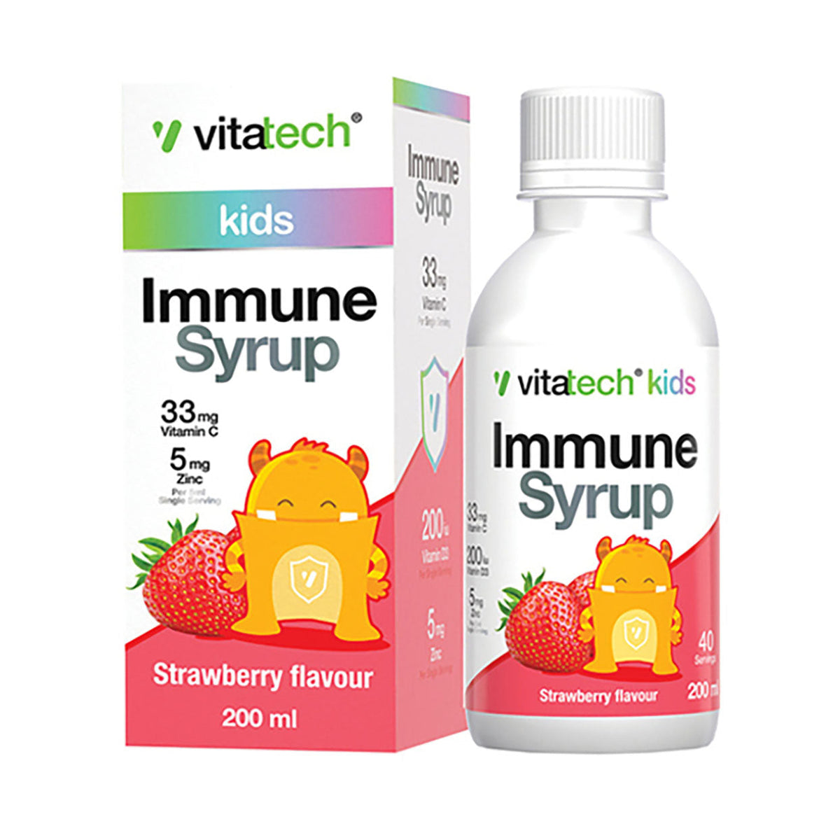 Vitatech Kids Immune Strawberry Syrup 200ml - Med365